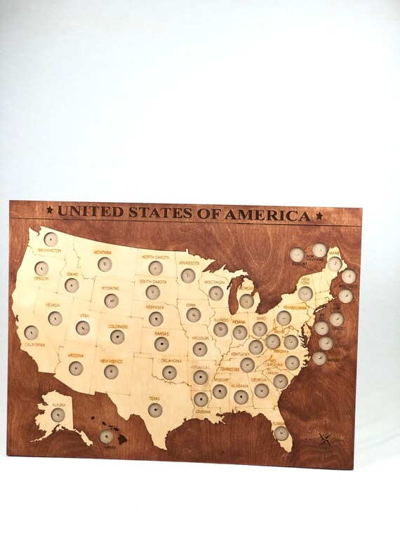 Wooden US 50 States Quarter Map Quarter Coin Display Coin | Etsy