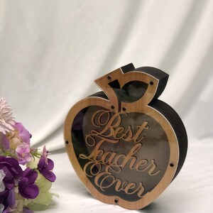 Wooden Initial Personalize Apple Shape Coin Piggy Bank, Coin Bank ...