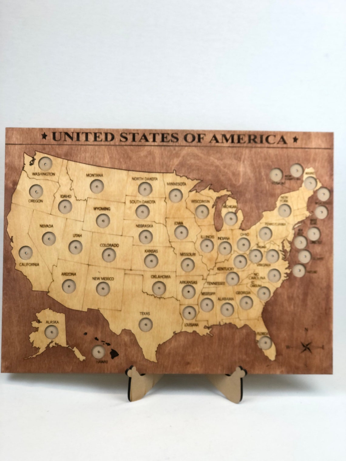 Wooden US 50 States Quarter Map Quarter Coin Display Coin | Etsy
