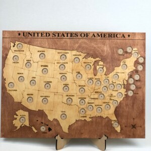 Wooden US 50 States Quarter Map Quarter Coin Display Coin | Etsy