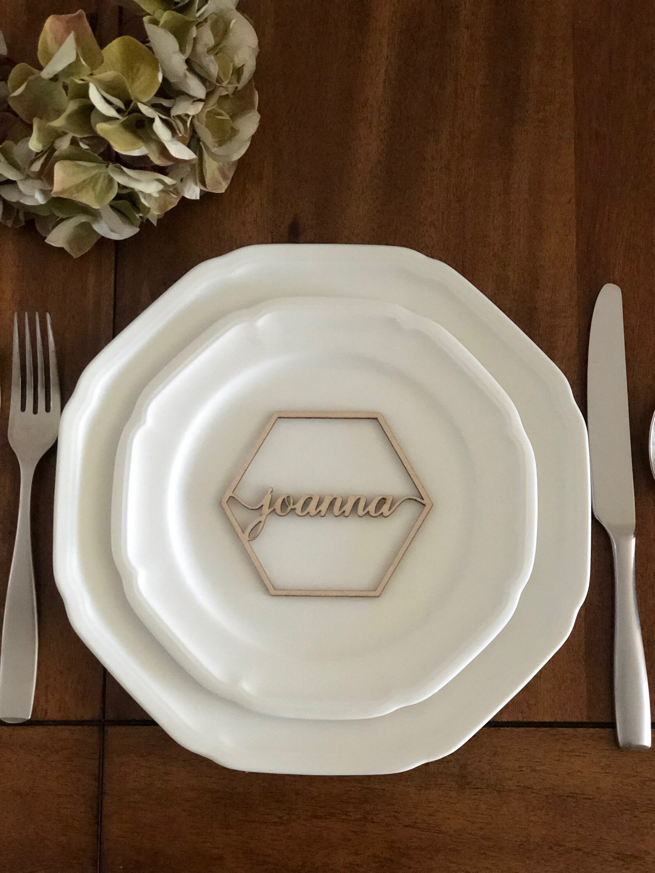 Custom Laser Cut Unique Geometric shape Name Place Card | Etsy