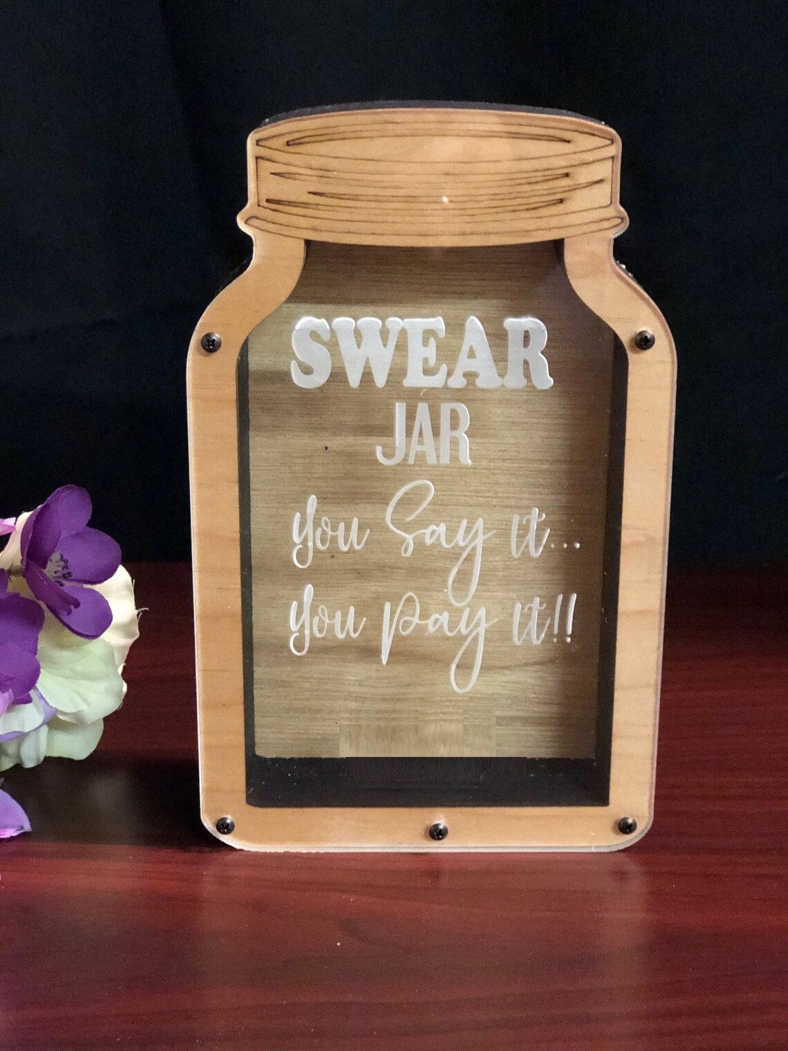 Custom Personalize Wooden Mason Jar Swear Jar Aventure Awaits - Etsy