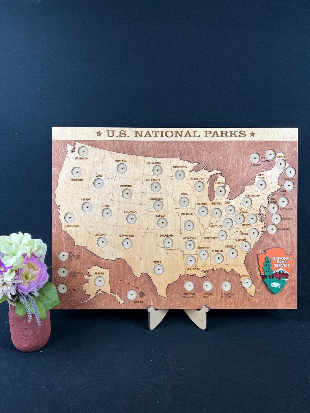 Wooden US National Park 56 States Quarter Map, Quarter Coin Display ...