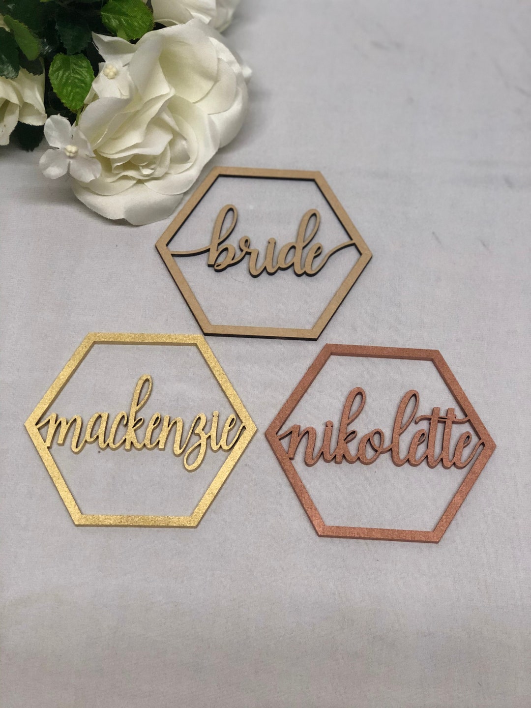 Custom Laser Cut Unique Geometric Shape Name Place Card Wedding ...