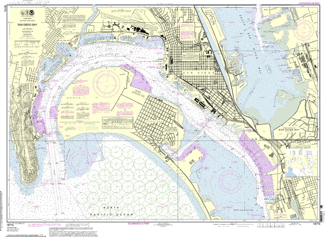 NOAA Waterproof San Diego Bay Nautical Chart on Tyvek - Etsy