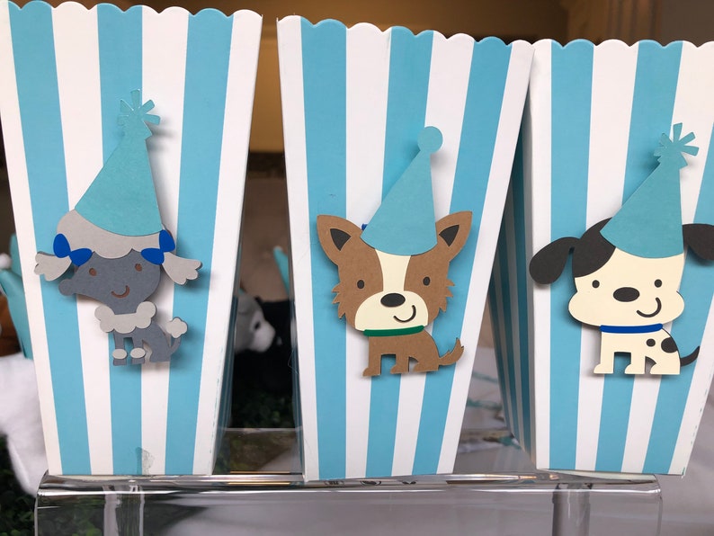 Puppy Themed Pop Corn Boxes Puppy Themed Birthday Dog Theme | Etsy