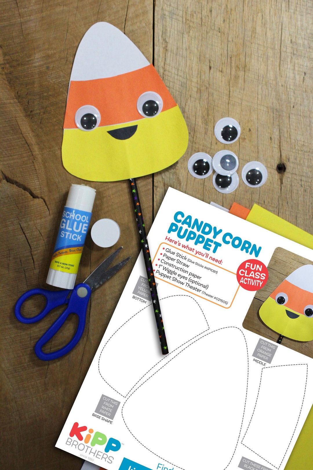 Candy Corn Puppet Craft Downloadable Template - Etsy