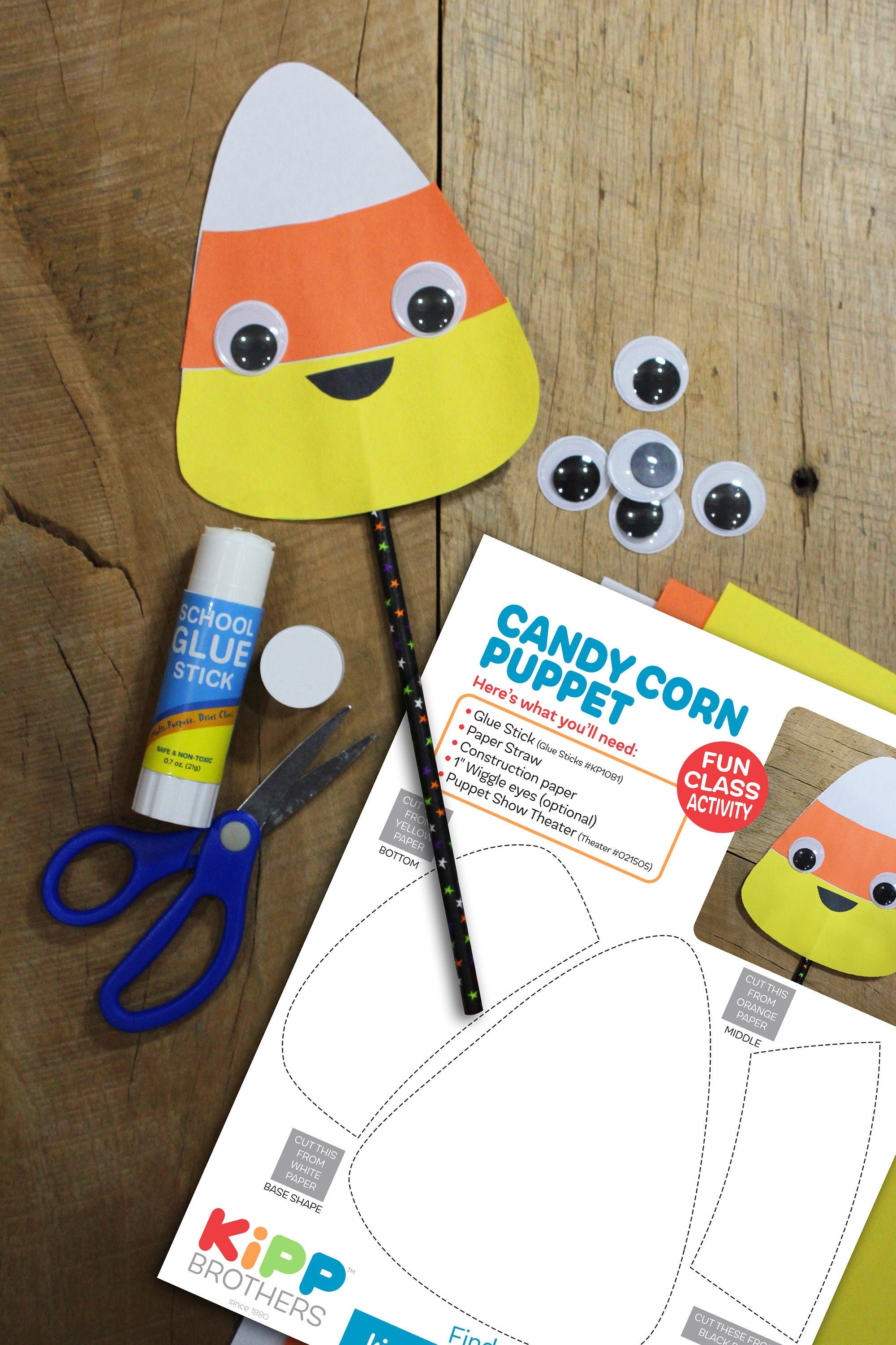 Candy Corn Puppet Craft Downloadable Template - Etsy