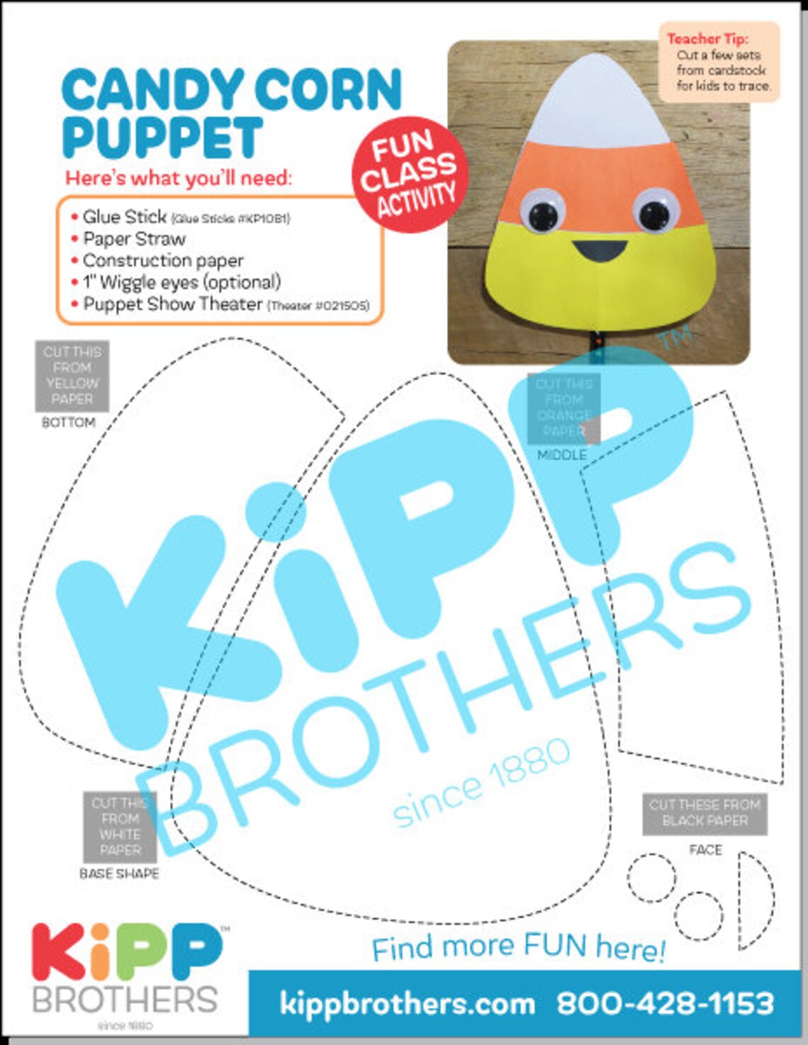 Candy Corn Puppet Craft Downloadable Template - Etsy