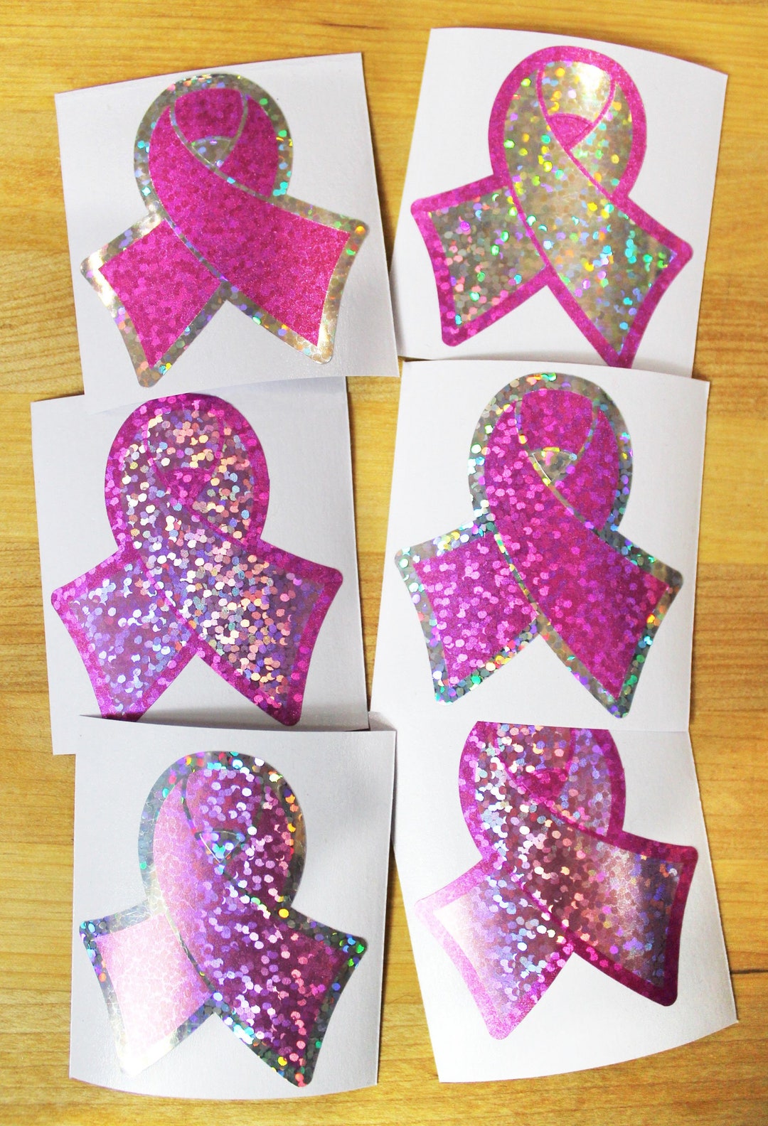 Roll of 100 Pink Ribbon Sparkle Stickers for Breast Cancer - Etsy