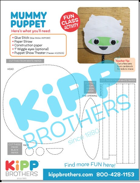 Mummy Puppet Craft Downloadable Template - Etsy