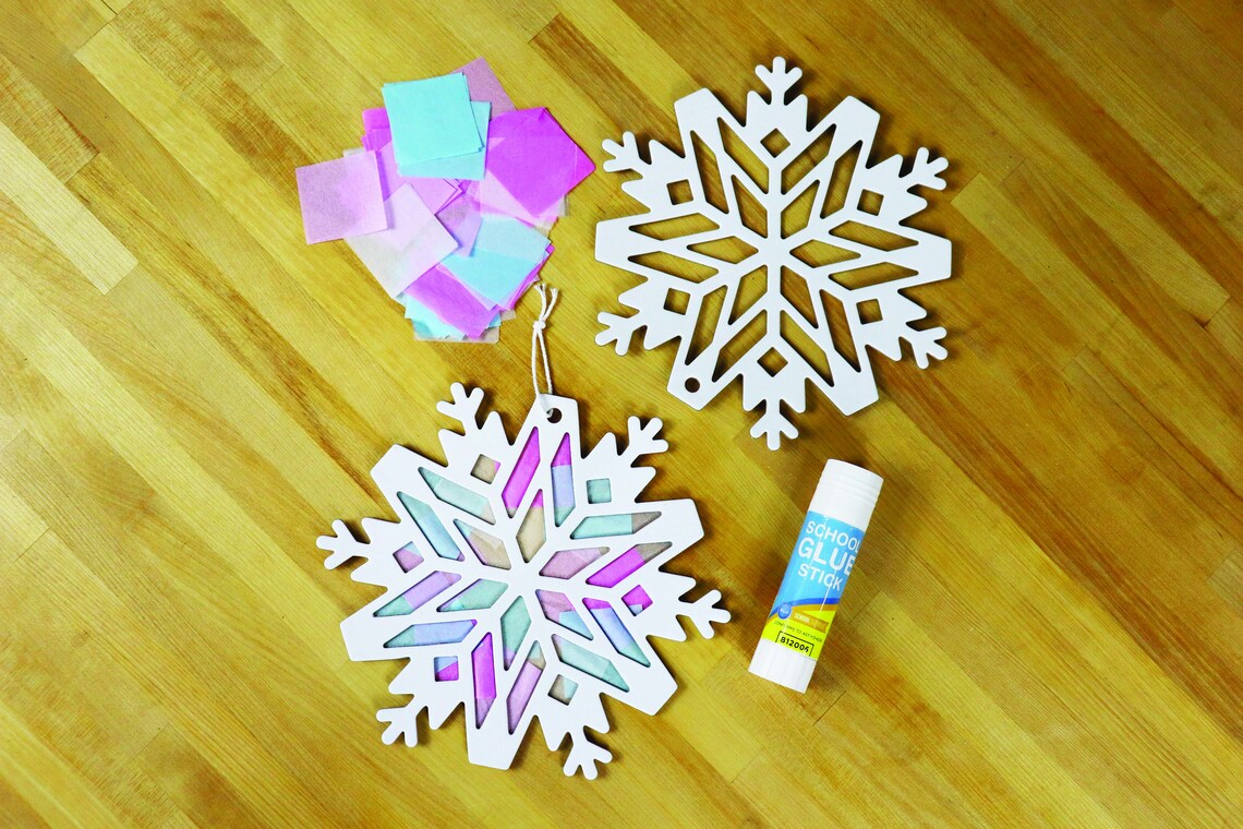 DIY Suncatcher Snowflake Craft With Tissue Paper and String Pack of 24 ...