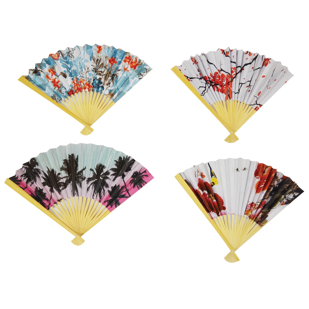 Large Paper Folding Fans With Handle for Printing, Engraving - Pack of ...