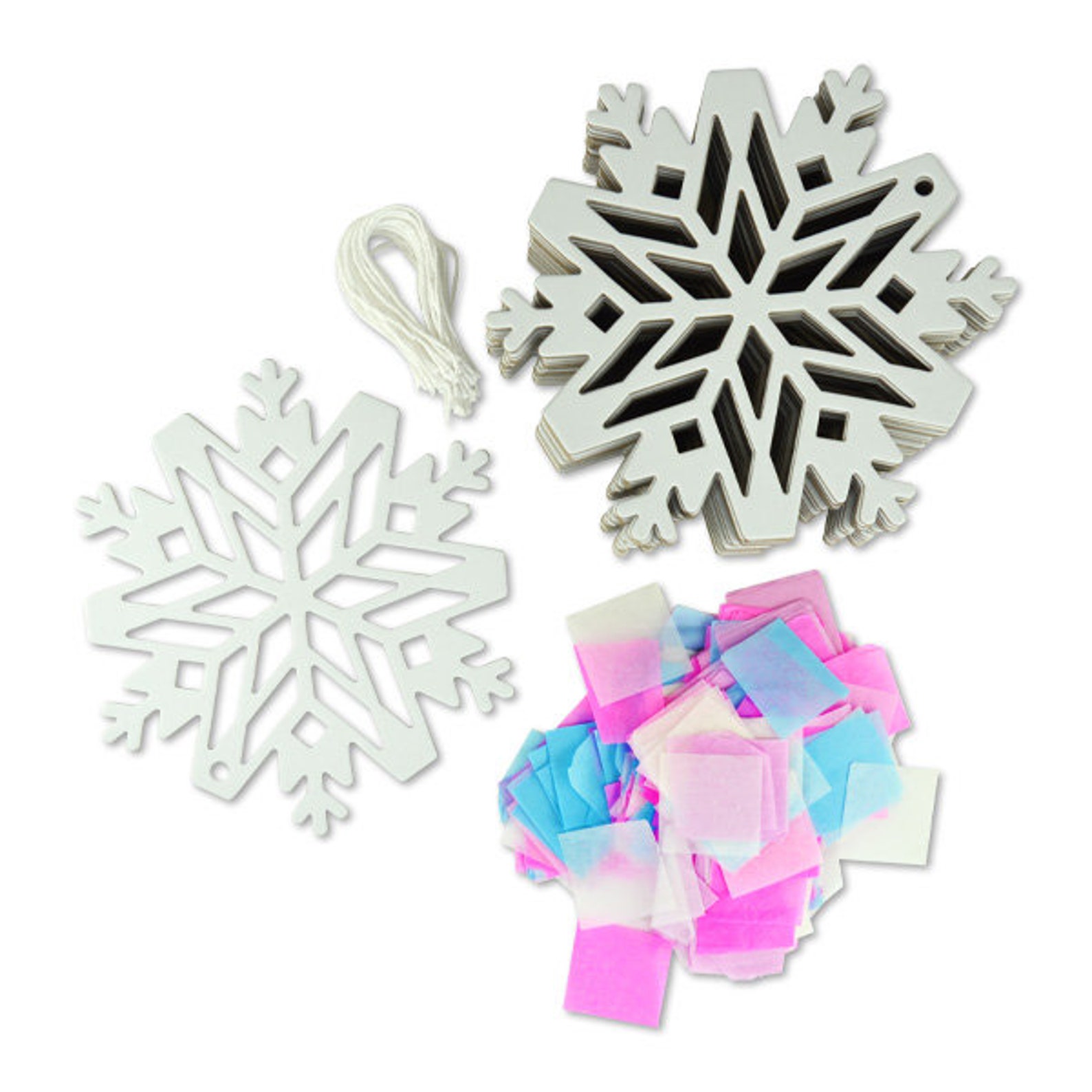 DIY Suncatcher Snowflake Craft With Tissue Paper and String Pack of 24 ...