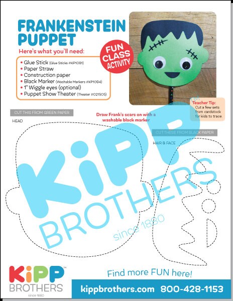 Frankenstein Puppet Craft Downloadable Template - Etsy