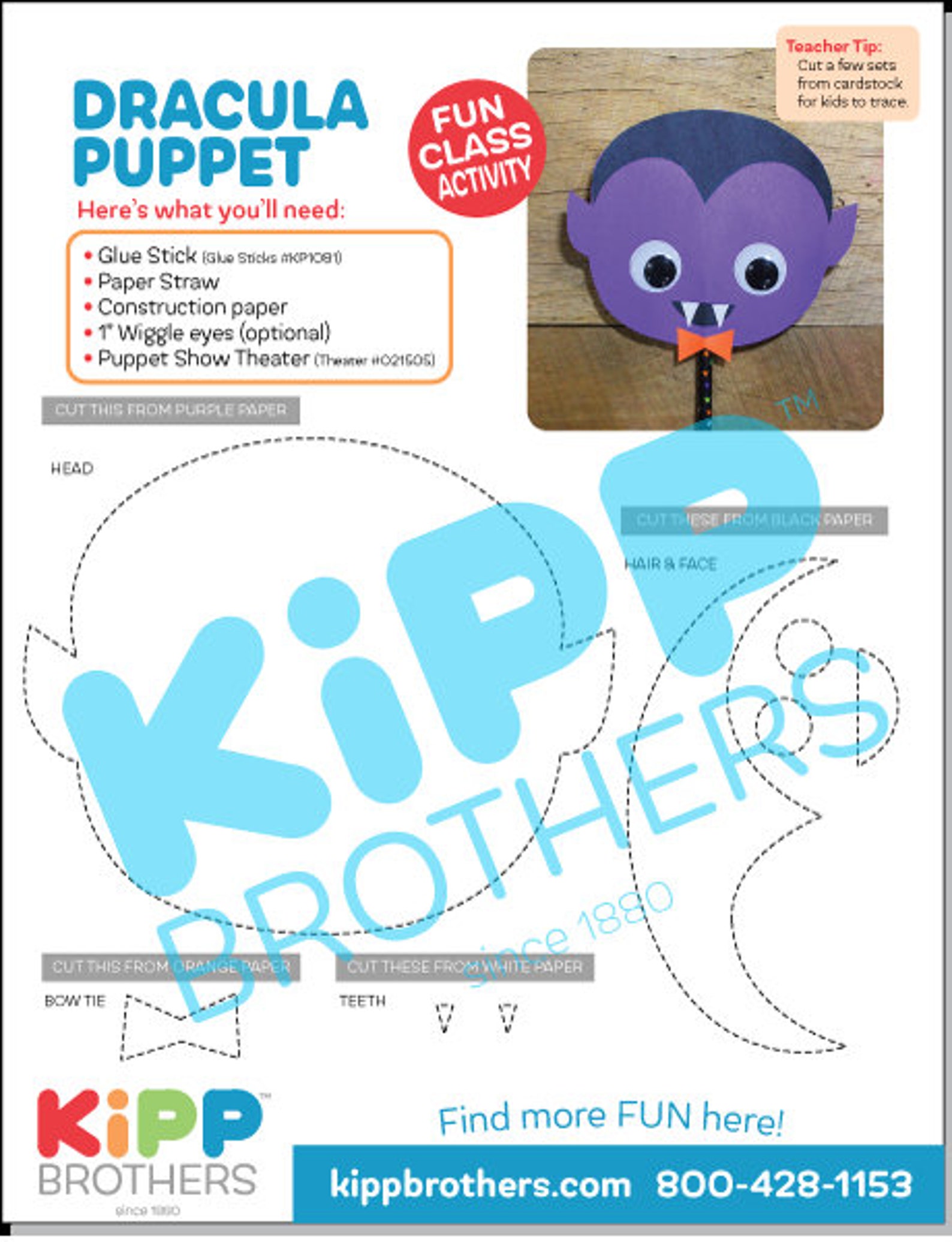 Dracula Puppet Craft Downloadable Template - Etsy