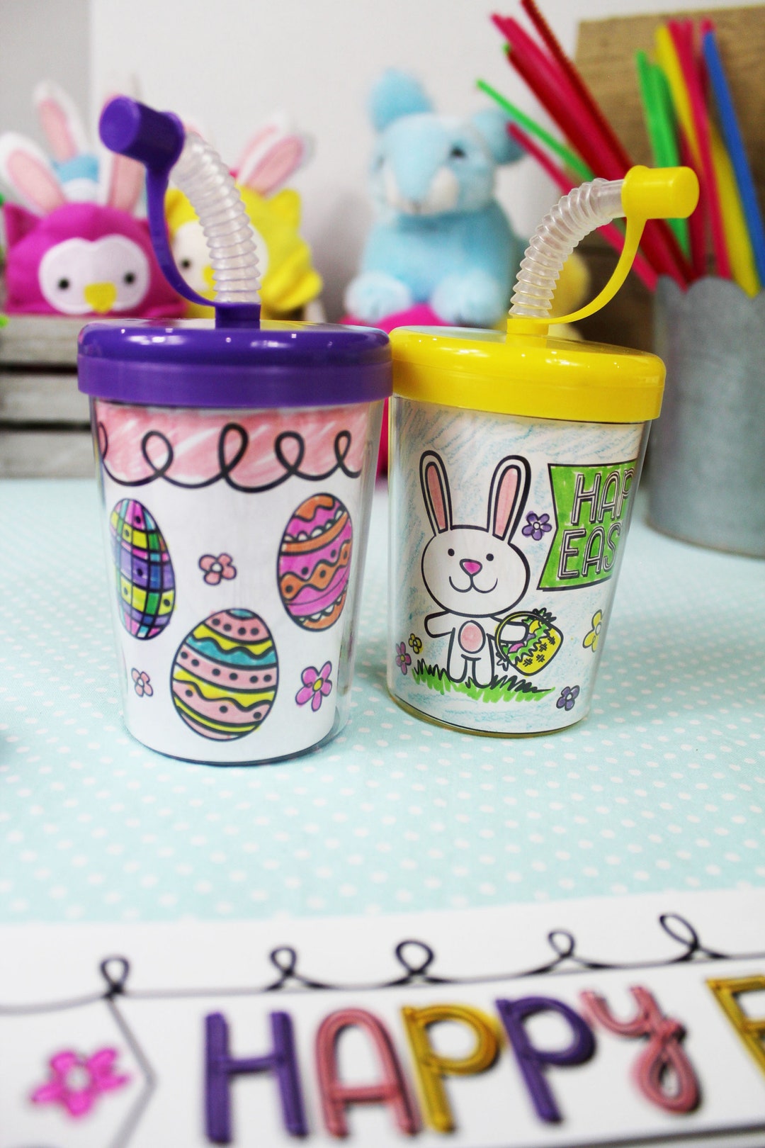 Happy Easter Sipper Cup Insert Downloadable Template - Etsy