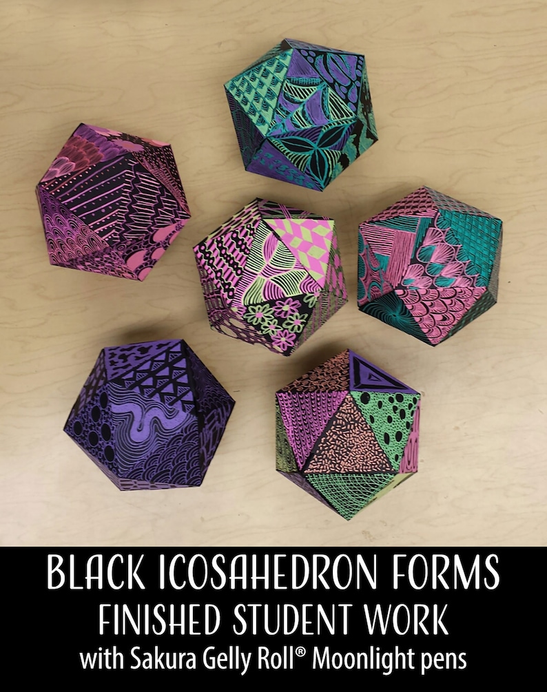 Die Cut Icosahedron Polyhedron Forms Perforated With Interlocking Tabs ...