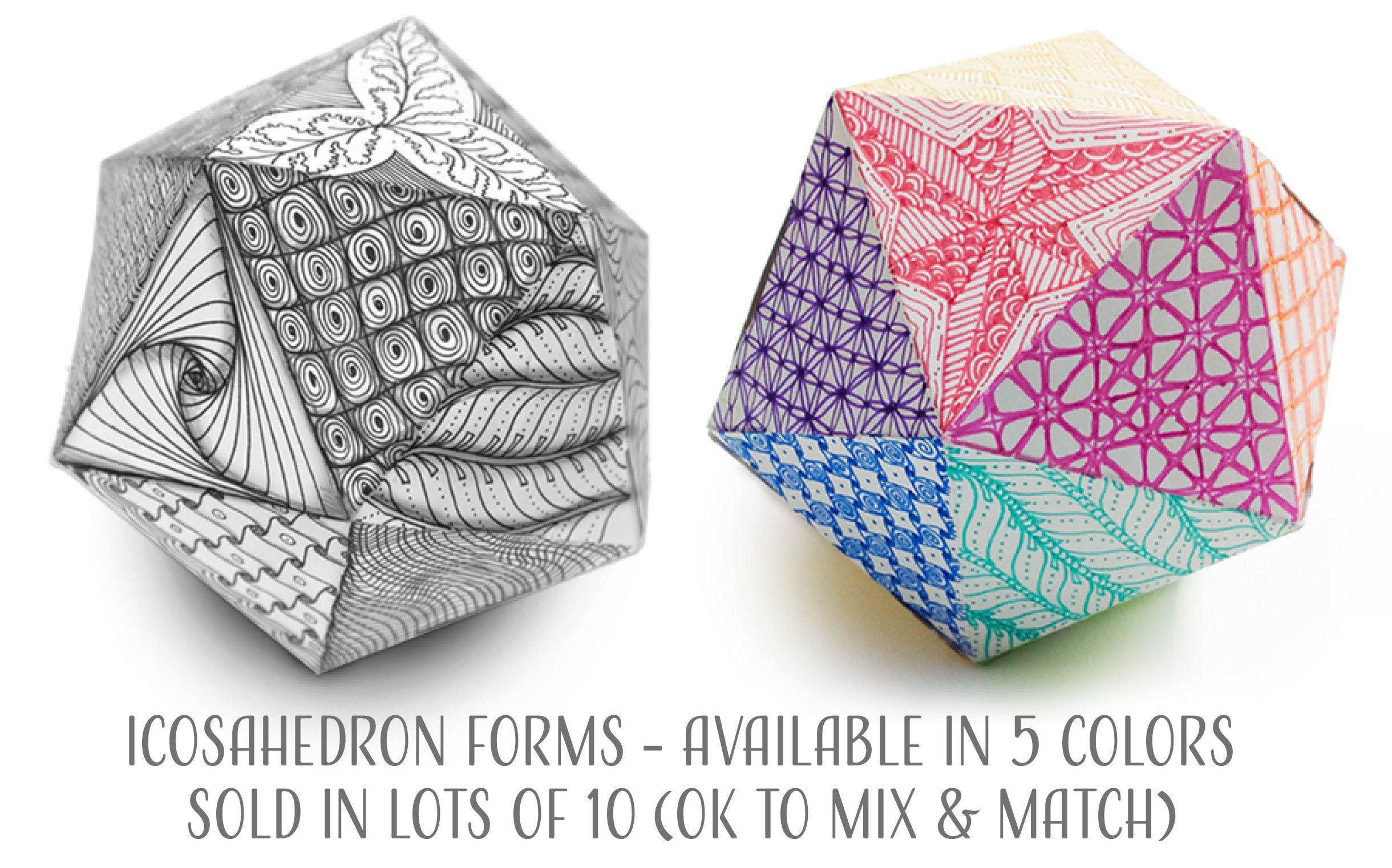 Die Cut Icosahedron Polyhedron Forms Perforated With Interlocking Tabs ...