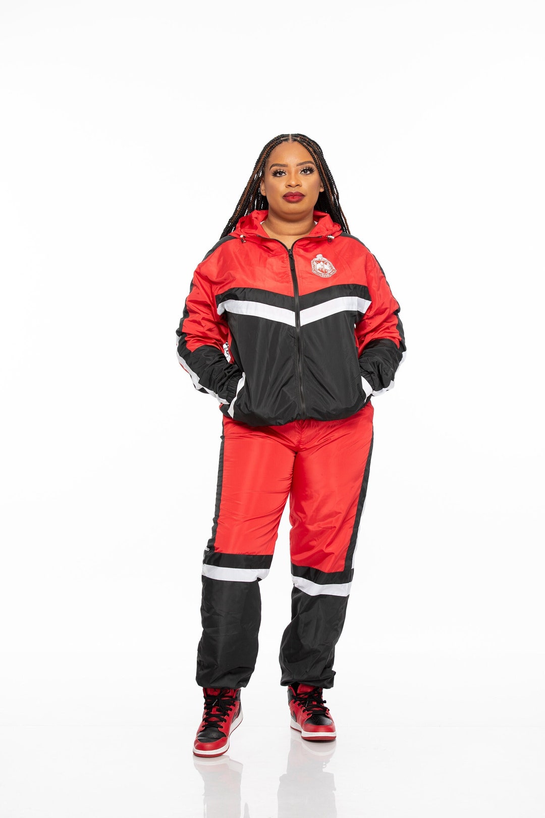 Buy Delta Sigma Theta Windbreaker Tracksuit Set Includes Hooded Jacket With Pants Online in ...