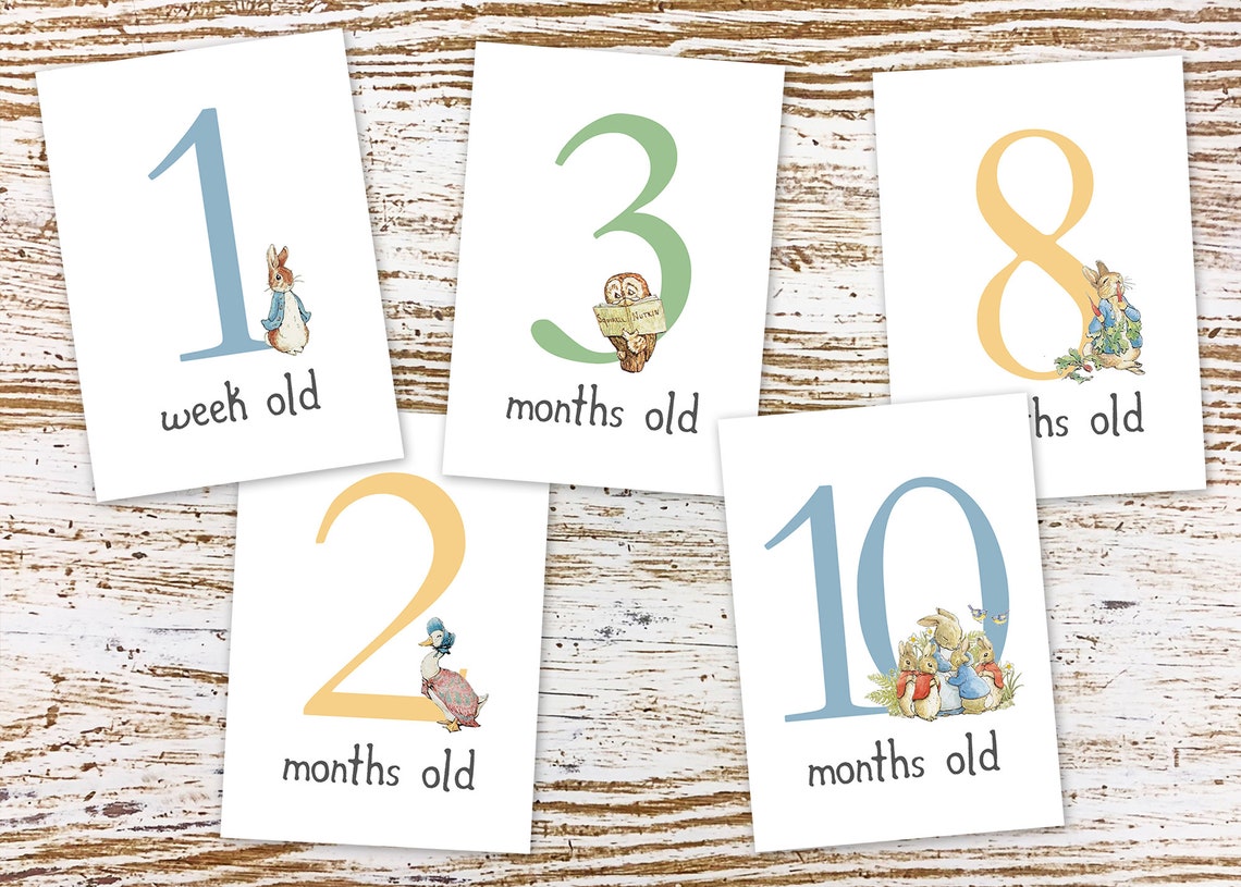 Printable Peter Rabbit Baby Milestone Cards, Beatrix Potter Baby ...