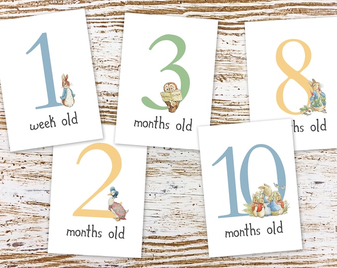 Printable Peter Rabbit Baby Milestone Cards Beatrix Potter | Etsy