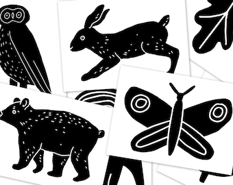 Whimsical High Contrast Baby Cards, Printable Baby Art Cards, Visual ...