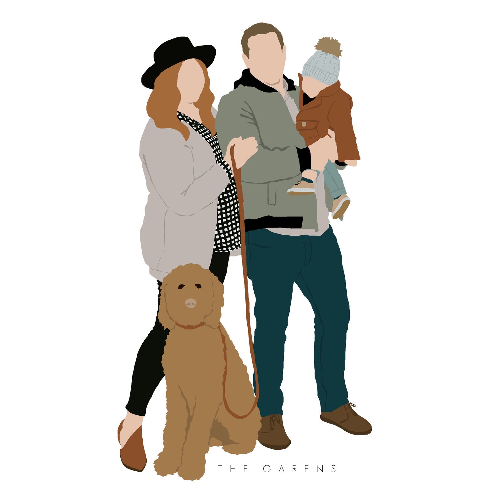 Faceless Family Drawing | Etsy Canada