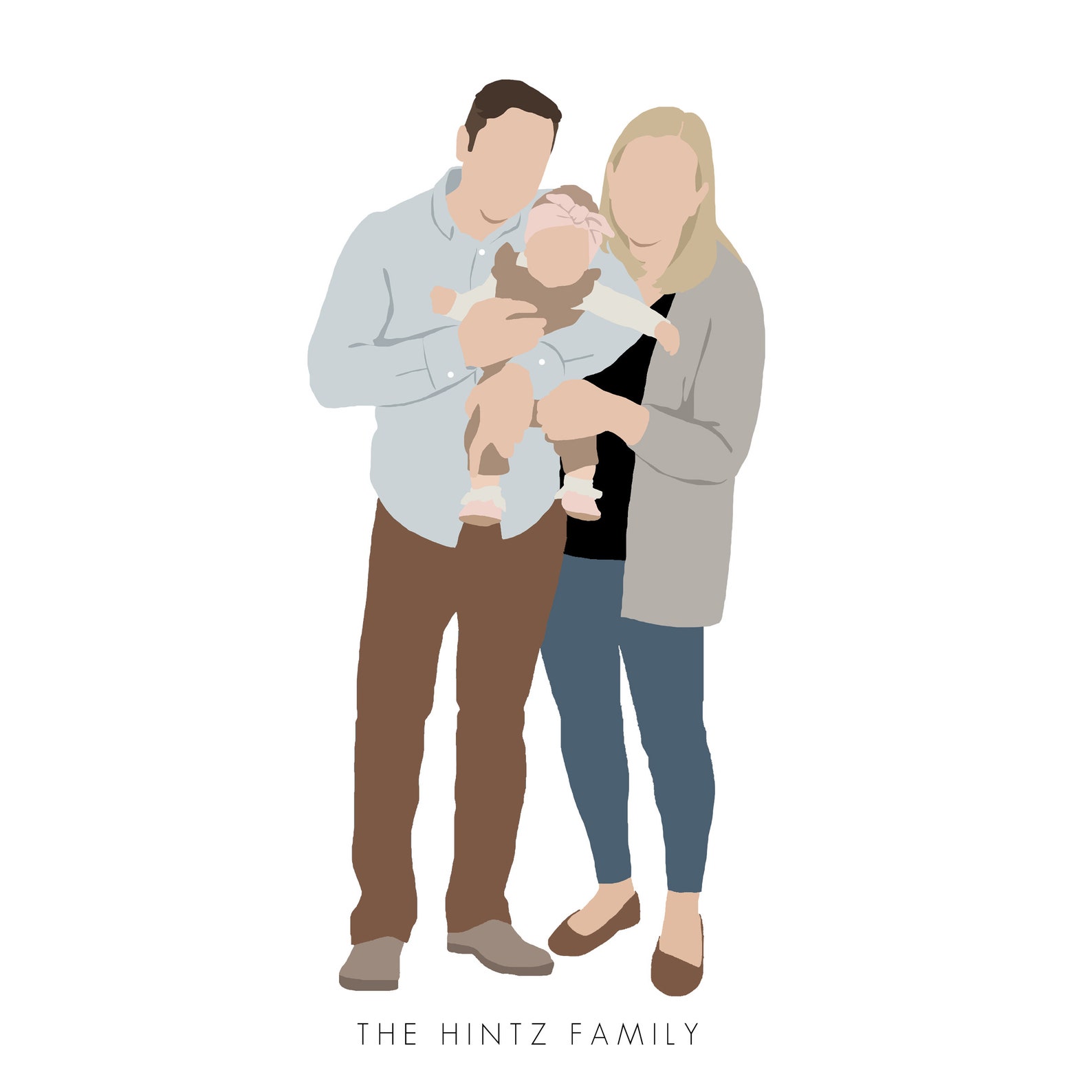 Faceless Family Drawing | Etsy Canada