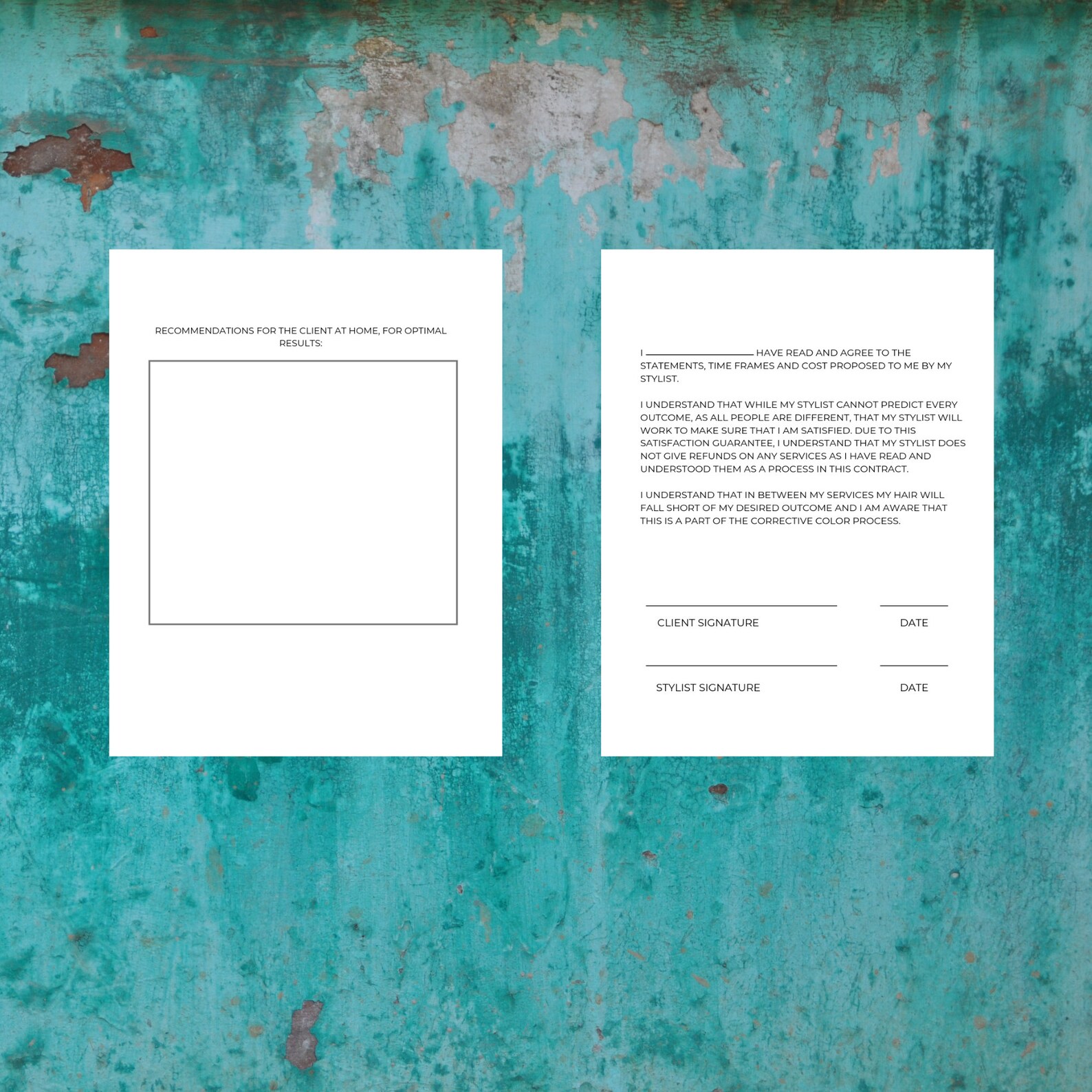 Hairstylist Corrective Color Agreement | Etsy