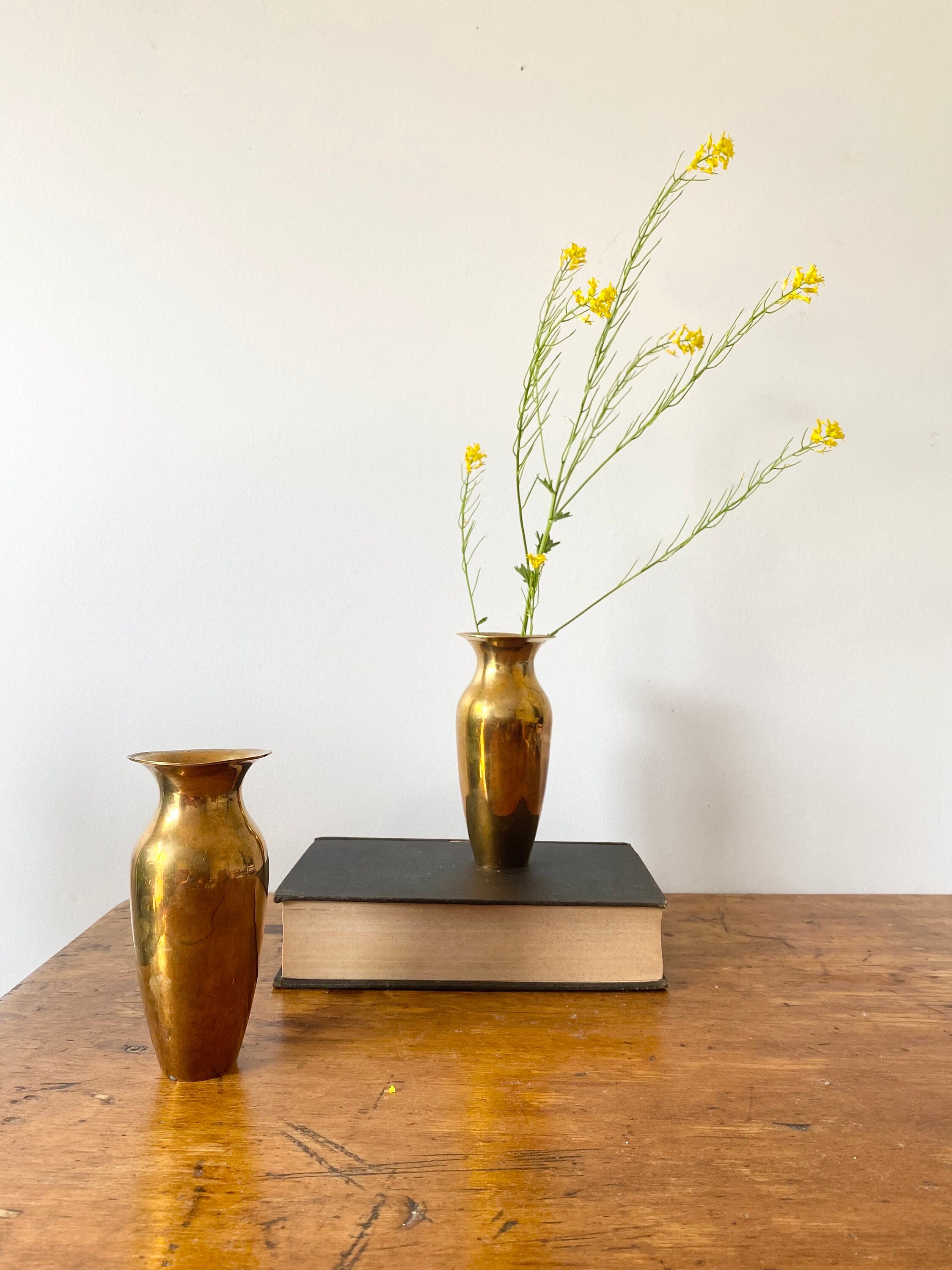 Vintage Brass Vase, Pair of Brass Flower Vase Collectibles - Etsy