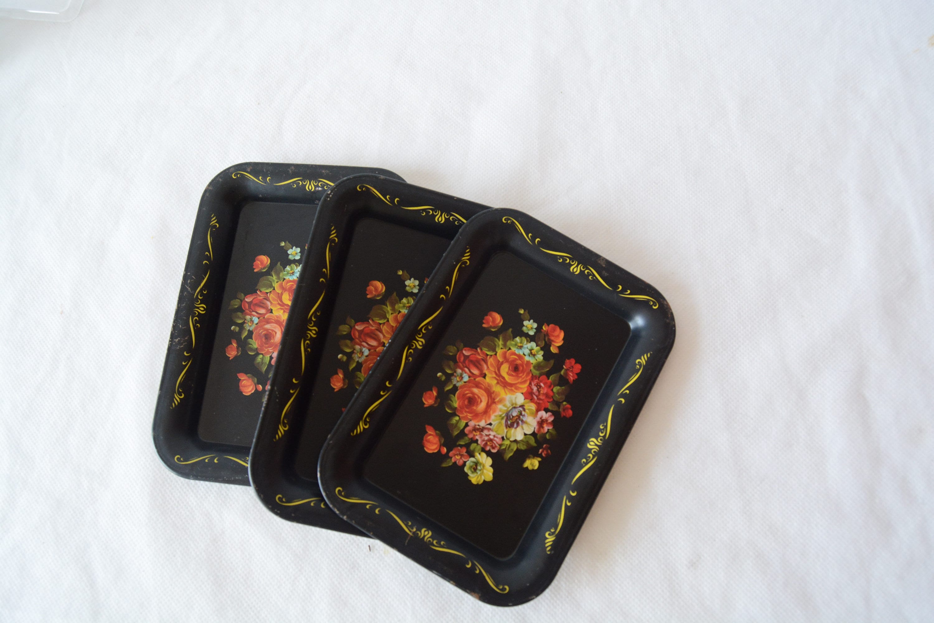Trays & Platters Vintage toleware trays Jewel tray Collection of three ...