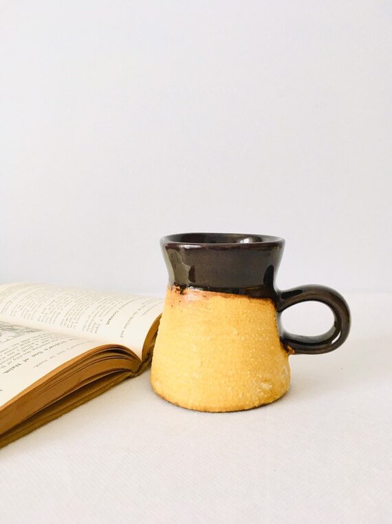 Vintage Coffee Mug stoneware Coffee Mug-brown and Mustard - Etsy