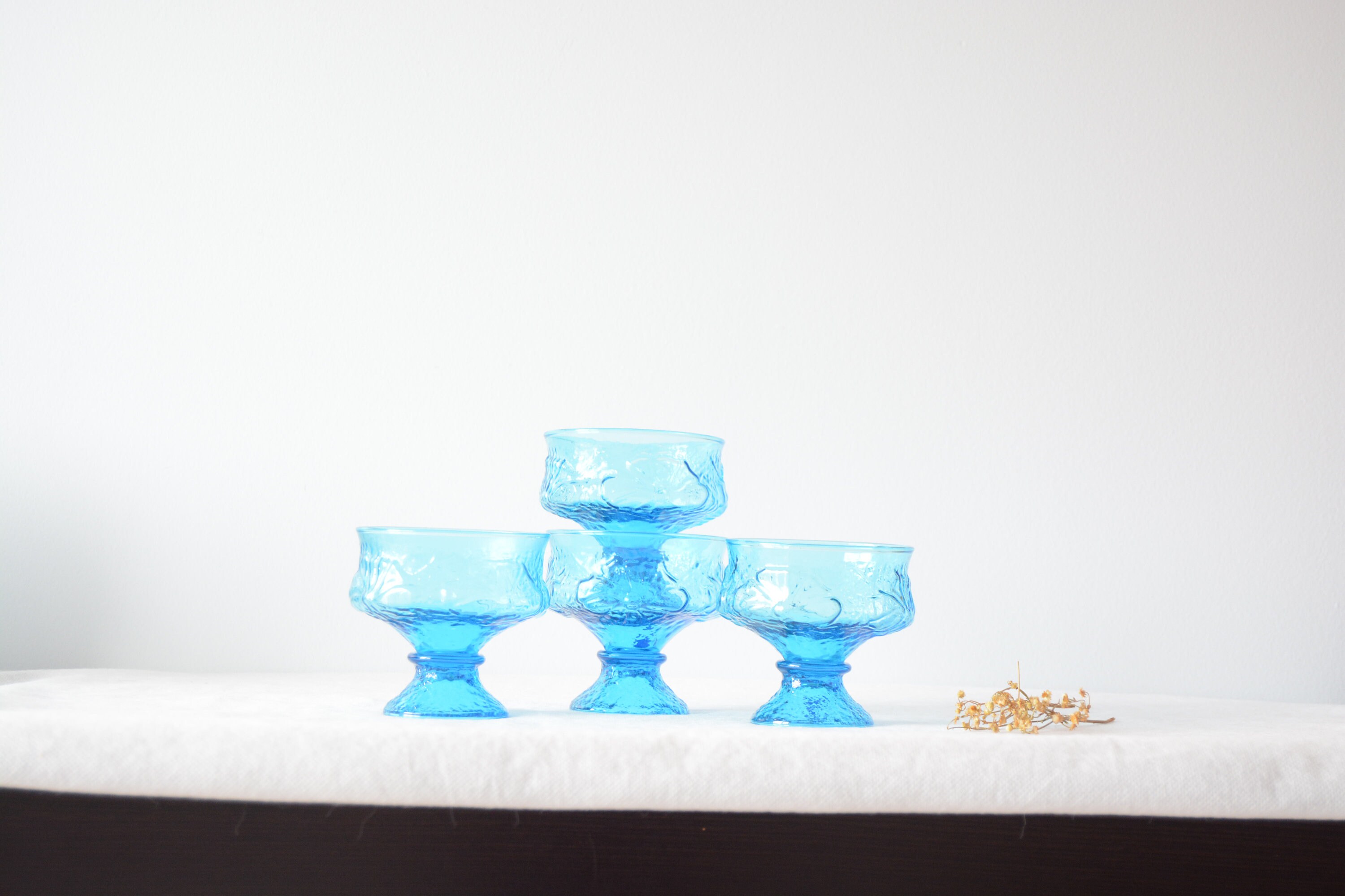 Vintage Blue Water Goblets Four Coloured Glass Stemware - Etsy Canada