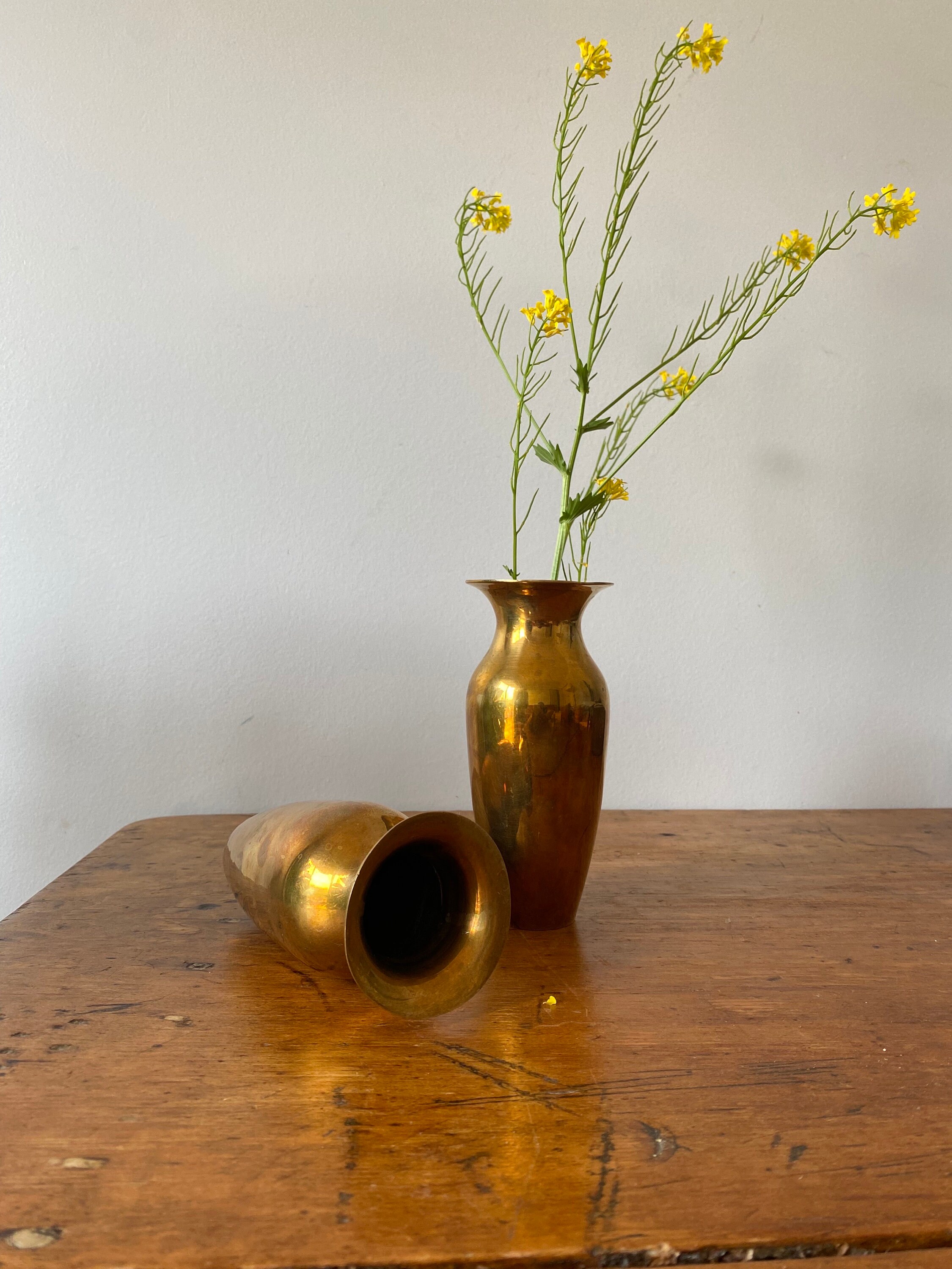 Vintage Brass Vase, Pair of Brass Flower Vase Collectibles - Etsy