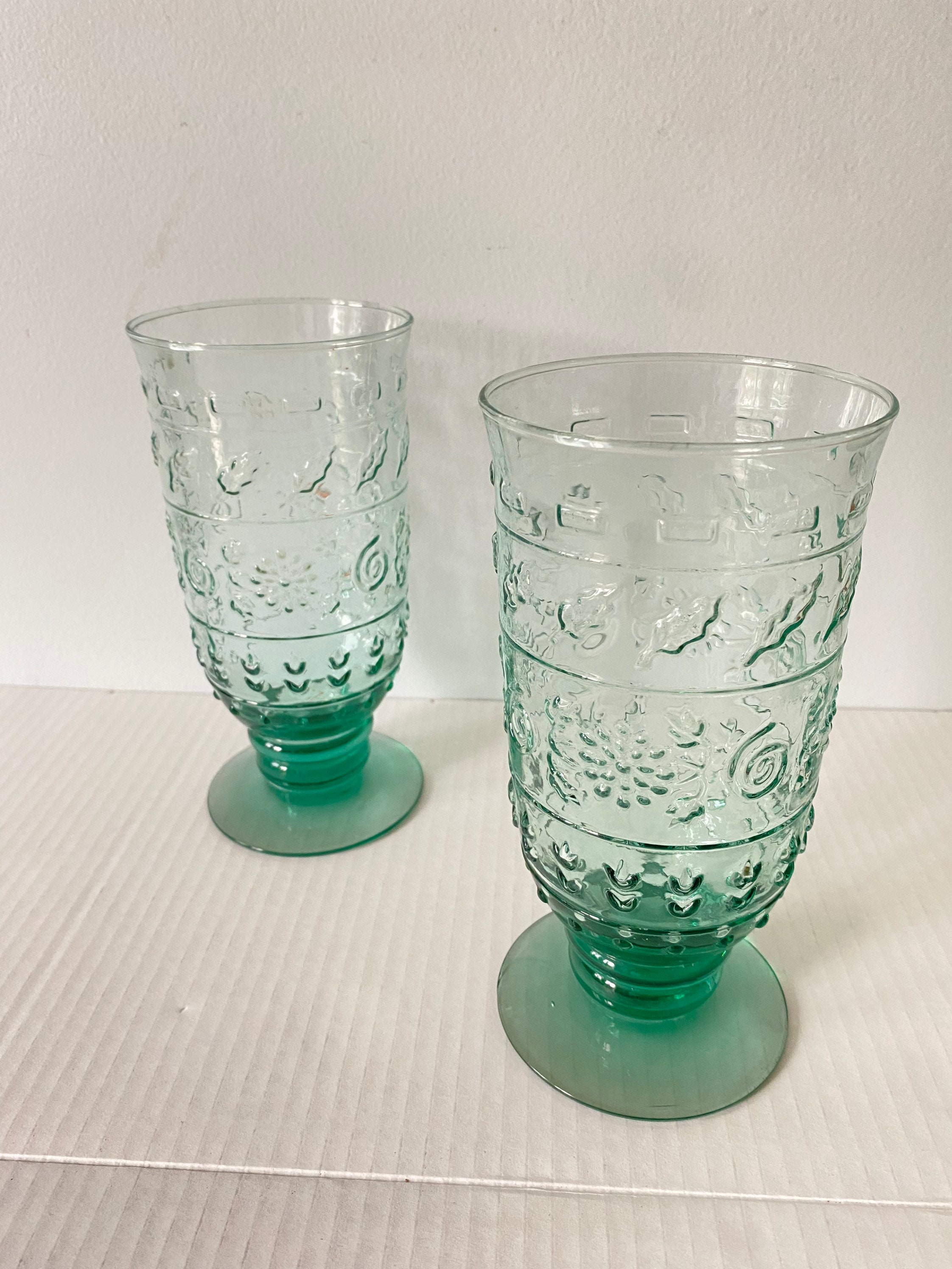 Vintage Green Glassware, Pair of Drinking Glasses , Handblown Glass - Etsy