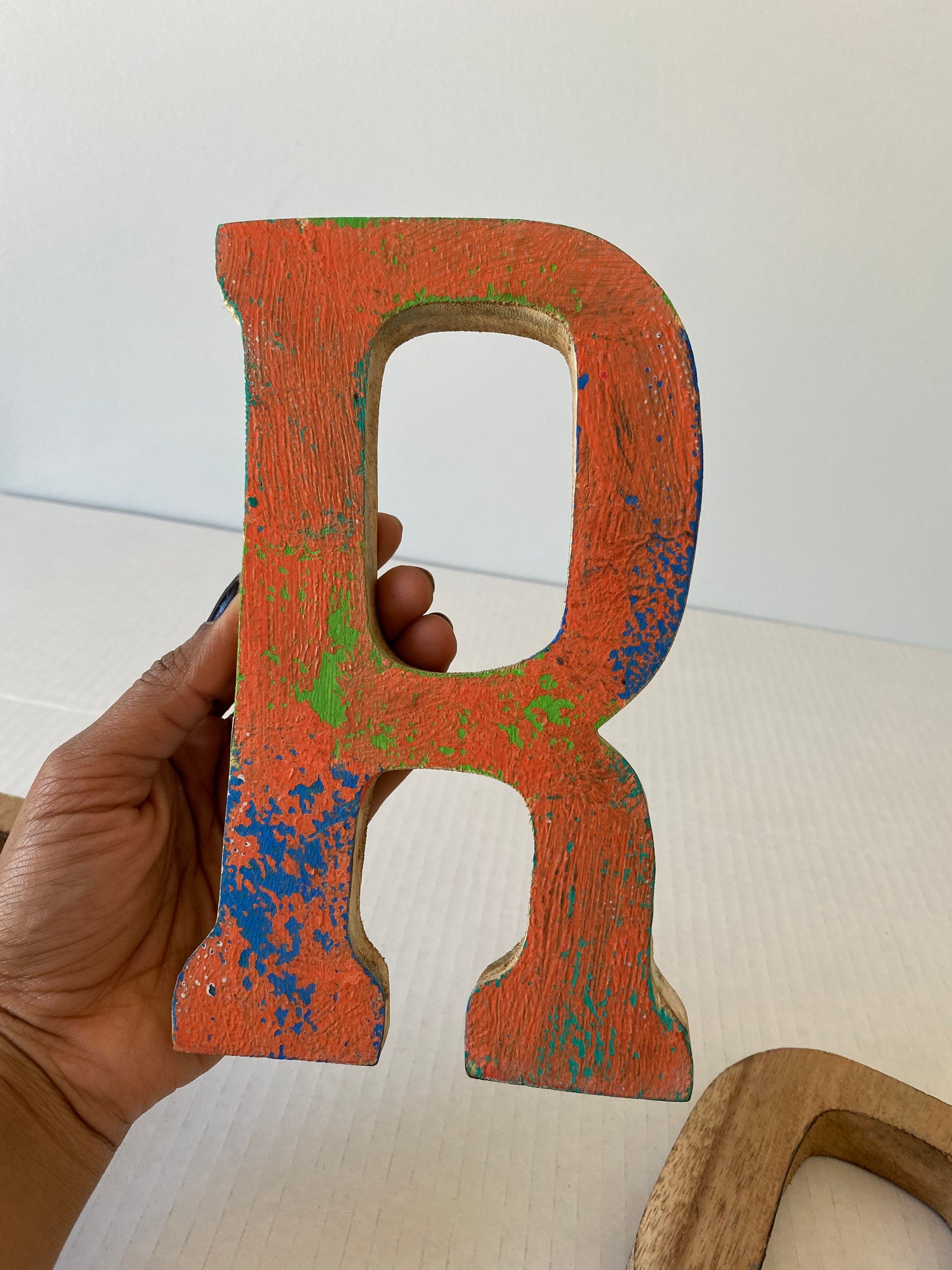 Vintage Wooden Letter R Orange Letter R Letter Decorpainted - Etsy