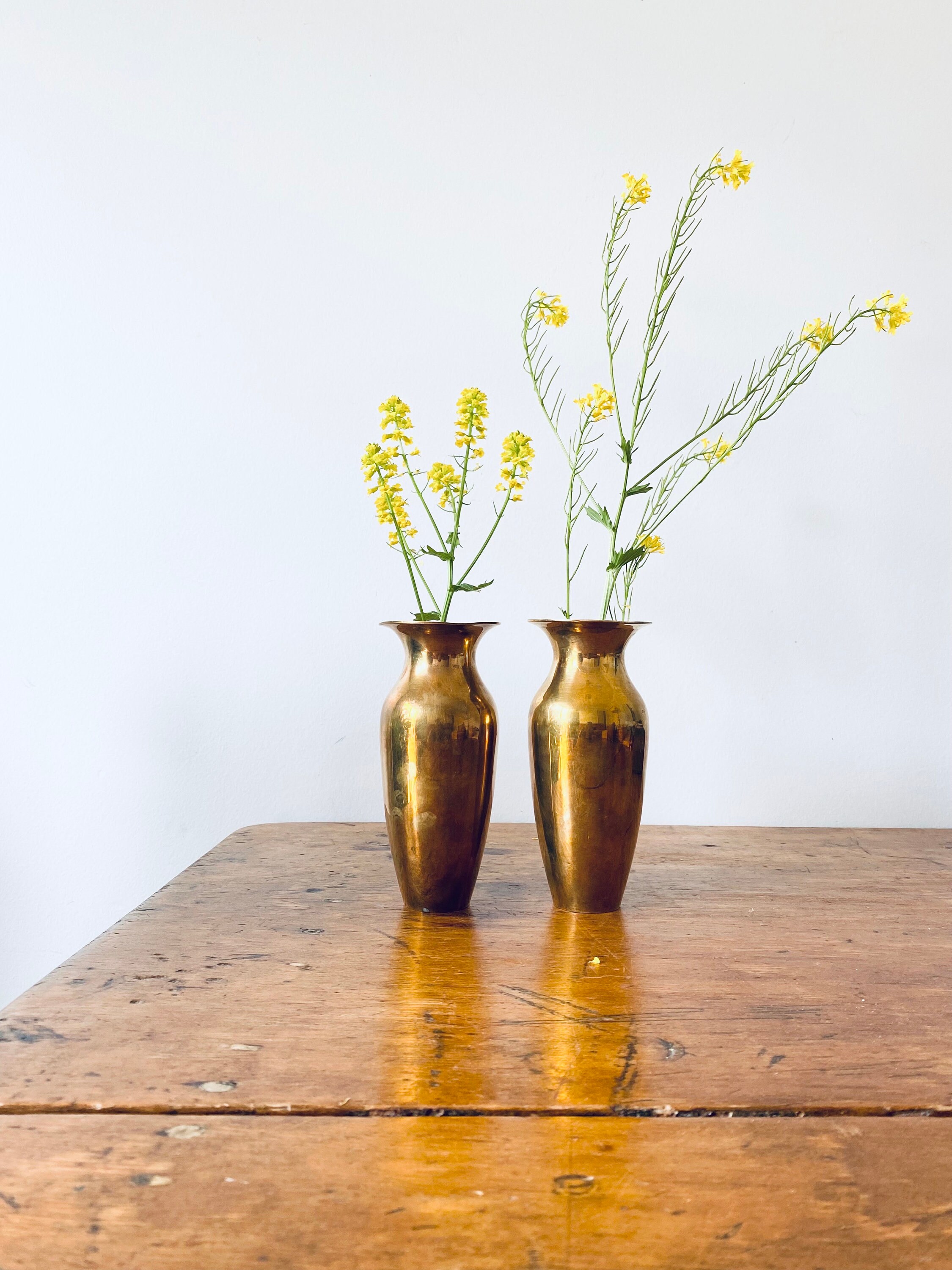 Vintage Brass Vase, Pair of Brass Flower Vase Collectibles - Etsy