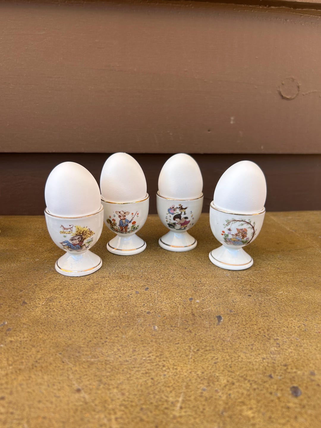Egg Cups, Nursery Rhymes, Gold Trim - Etsy
