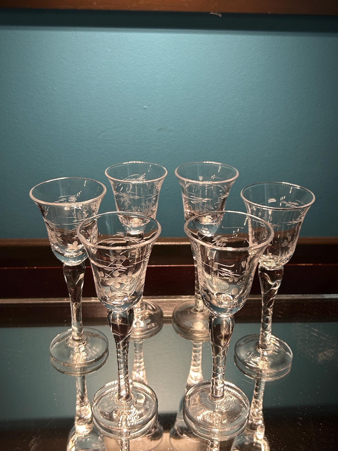 Etched Crystal Cordial/liqueur Glasses - Etsy