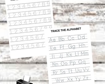 Alphabet & Numbers Worksheet, Number Tracing, Handwriting Practice ...