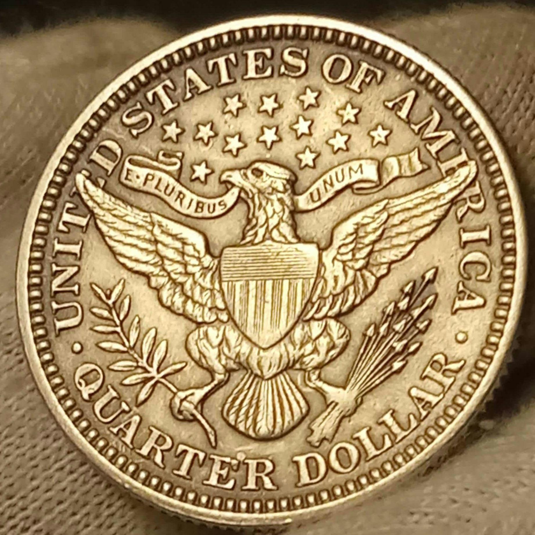 1915-P Barber Quarter Dollar AU++ Almost Uncirculated 90% Silver Toned ...