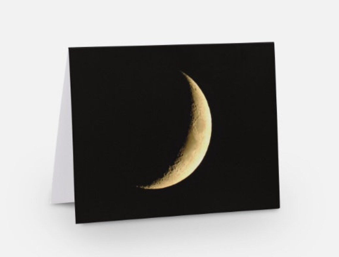 Original Moon Photography - Gold Crescent - Notecards Blank Inside With ...