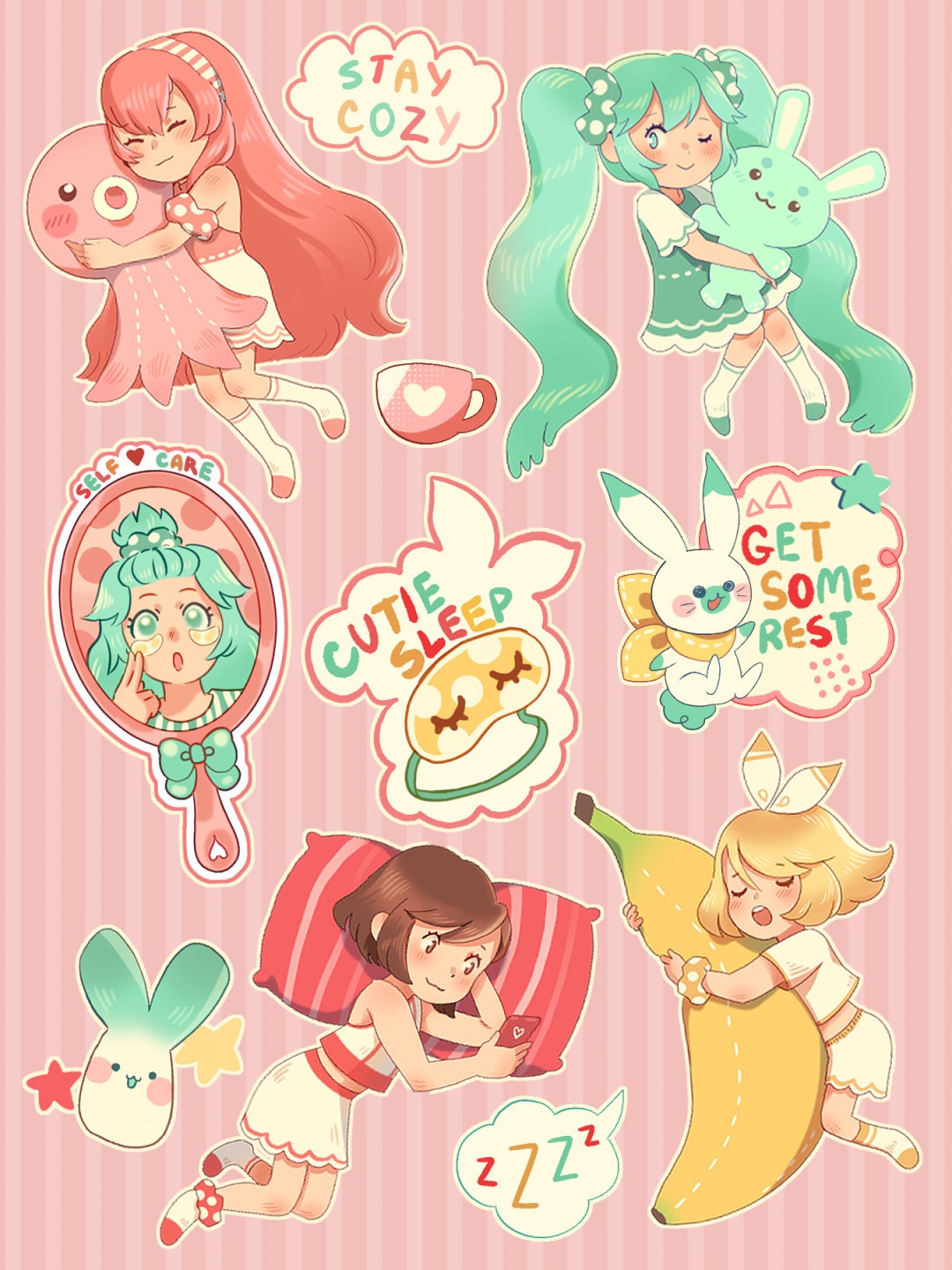 Sleepover Vocaloid Sticker Set (final Sale) - Etsy