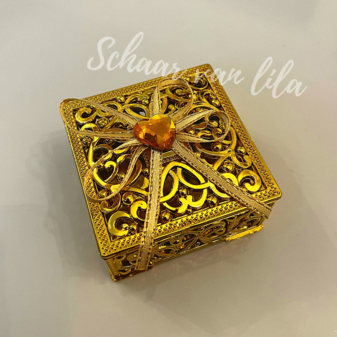 Wedding Favor Gold Box | Party Gift Box Favors | Gold Boxes With Blue ...