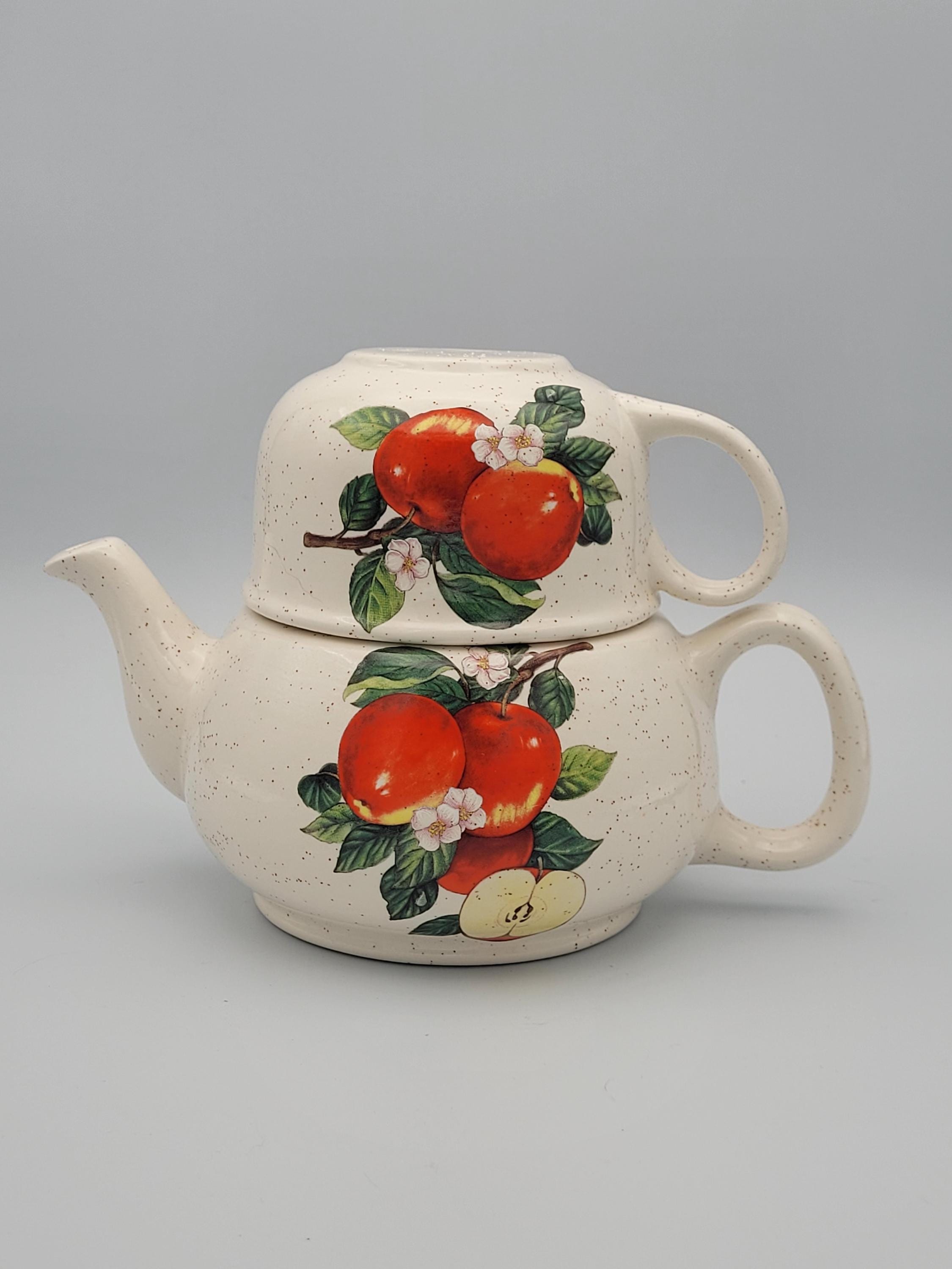 Vintage Ceramic Apple Blossom Personal Teapot With Matching Cup - Etsy