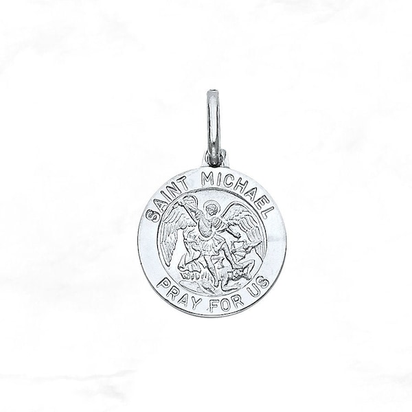 White Gold Saint Michael Charm - Etsy
