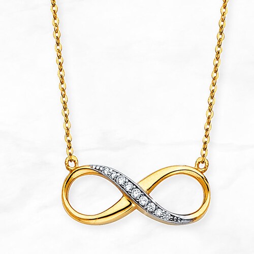 Infinity Necklace Real 14K Yellow Gold Infinity Pendant - Etsy