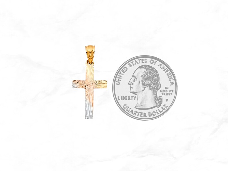 14K Tri Color Cross Charm Real Tri Tone 14K Gold Cross | Etsy