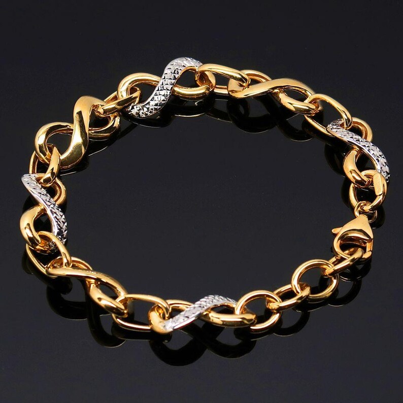14K Gold Infinity Link Bracelet, Hollow Women's Gold Bracelet - Etsy